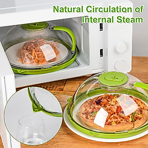 Upgraded Microwave Splatter Cover for Food,Clear Microwave Cover with Water Steamer,Adjustable Vented Splatter Guard,10" Plate Covers,Kitchen Essentials & Gadgets and Accessories