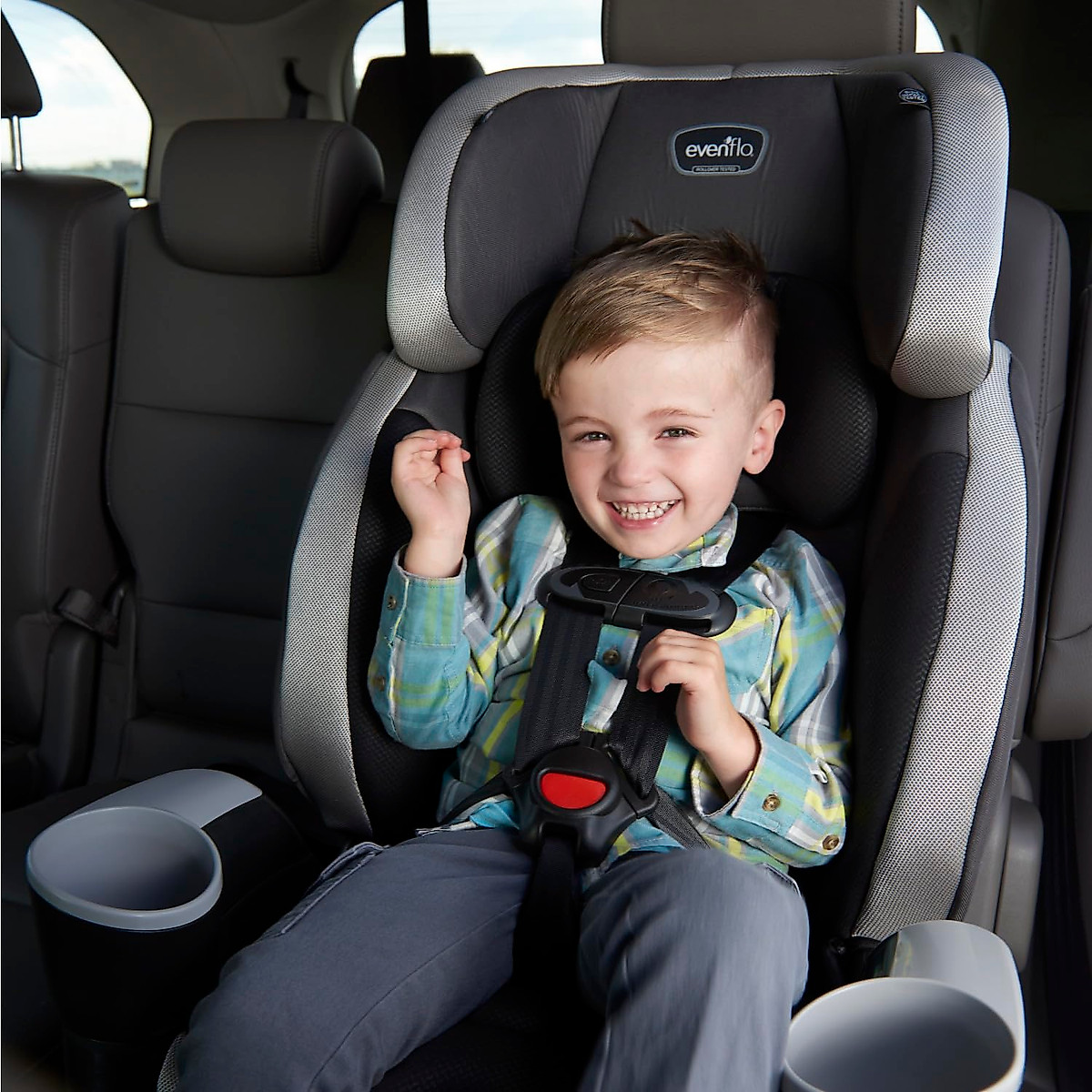 Evenflo Maestro Sport Harness Highback Booster Car Seat, 22 to 110 Lbs., Granite Gray, Polyester