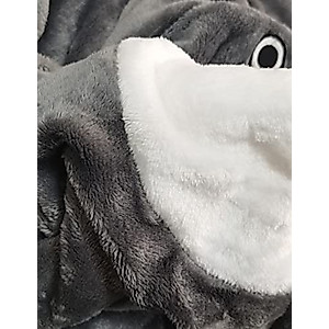 Anime Throw Blanket Flannel Fleece Blanket Cosplay Hooded Cloak Fluffy Shawl Wrap Nap Quilt (67''X35.5'', Gray)
