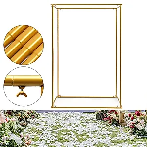 Backdrop Stand, Balloon Arch Kit, Gold Metal Wedding Welcome Arch Stand Display Stand, 44.88×23.62×70.86 Inch Square Halloween Balloon Arch, Fit for Wedding Birthday Party Christmas Decorations