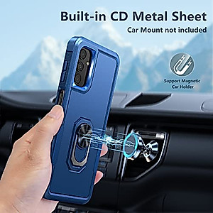 BNIUT for Samsung Galaxy A13 5G Case: (& for Samsung A13 LTE 4G Case) Dual Layer Protective Heavy Duty Cell Phone Cover Shockproof Rugged with Ring Holder Kickstand - Military Protection (zb Blue)