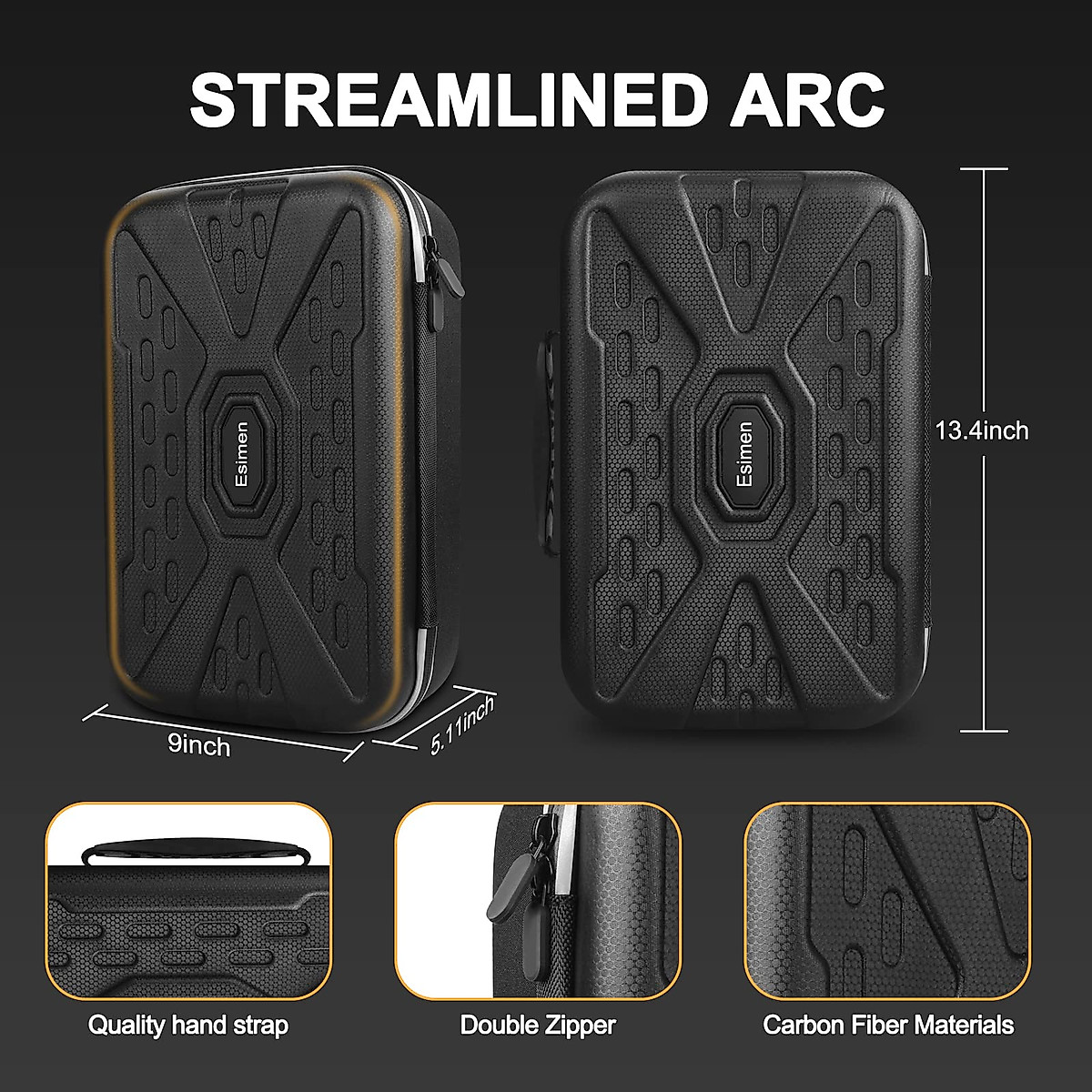 Esimen Hard Protective Travel Case for Quest 2 Carrying Case Controllers Accessories with Shoulder Strap, VR Glass Protector-Shock-Dust-Water Proof (Case)