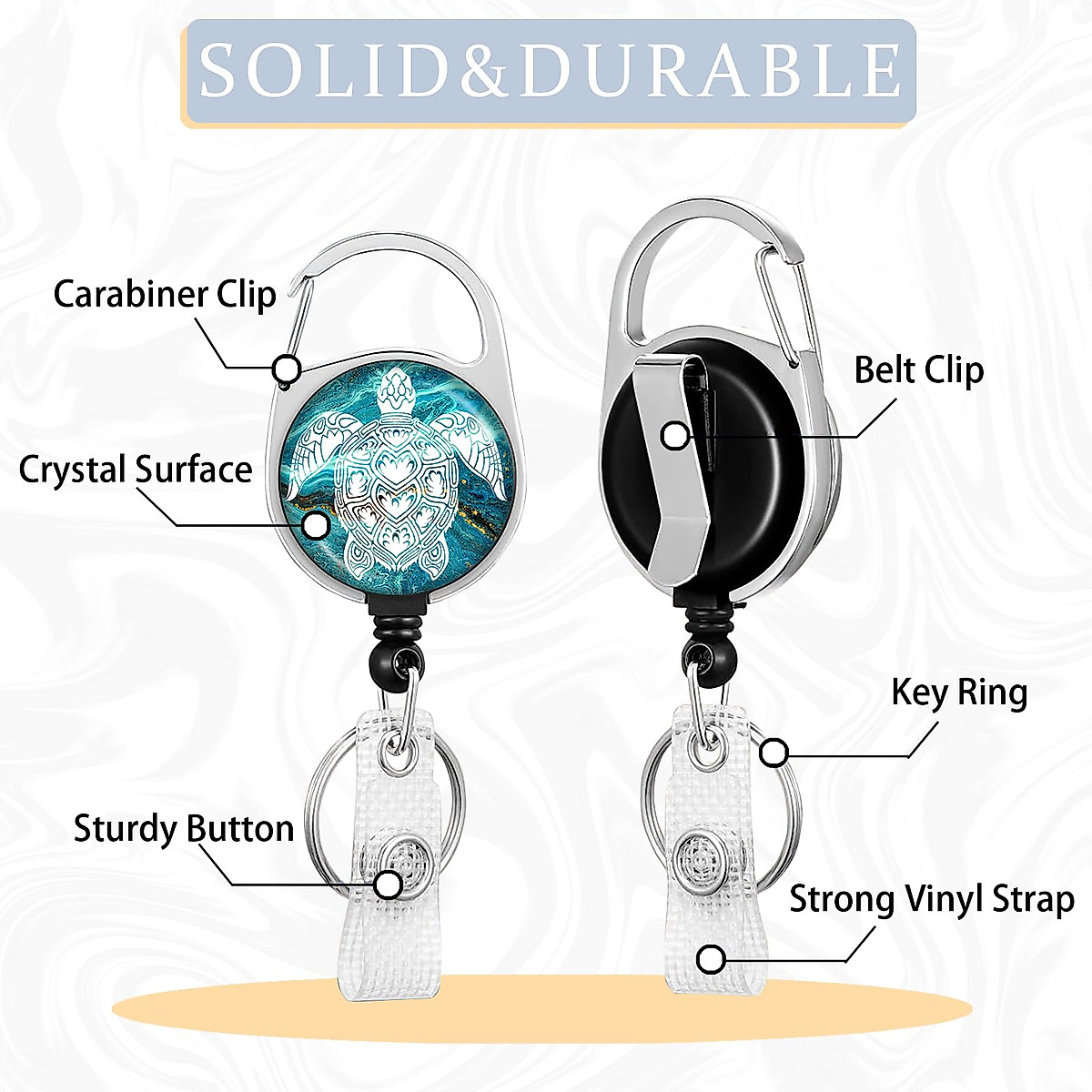 BAIJEN Sea Turtle Lanyards for ID Badges, Cute Badge Reel Retractable Badge Holder with Lanyard for Teacher, Women, Kids