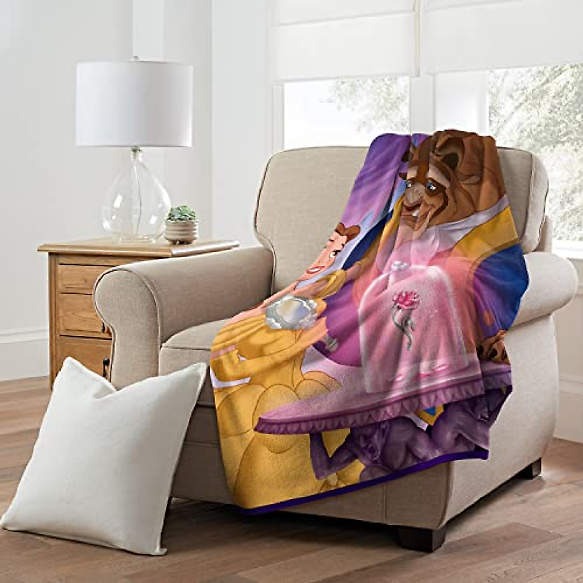 Northwest Beauty & The Beast Micro Raschel Throw Blanket, 46" x 60", True Love