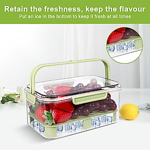 YUNLINLI 3 Pcs Large Fruit Storage Containers For Fridge with Removable Colanders, Airtight Food Storage Containers with Lids, Reusable Produce Saver with Handle, Stackable Plastic Fruit Veggie Saver