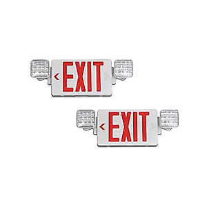 GZRUIYANG Exit Sign with Emergency Lights Red, LED Emergency Exit Light with Battery Backup, UL 924 Certified, AC 120/277V, Commercial Emergency Lights Combo for Business - 2 Pack