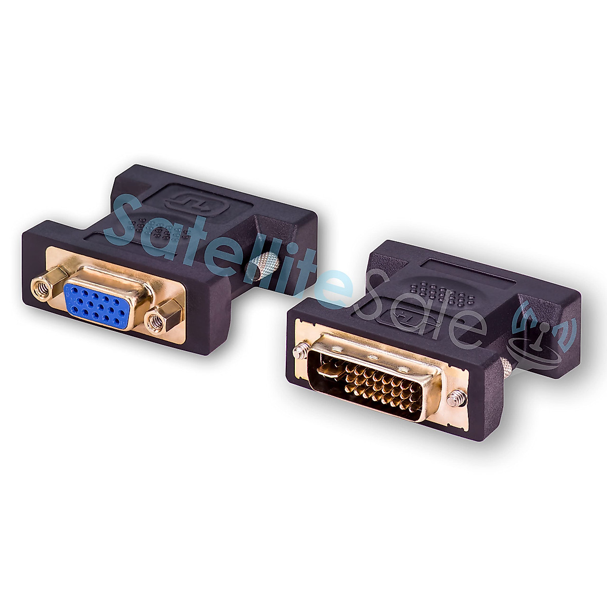 SatelliteSale Uni-Directional Male DVI-I to Female VGA Adapter 1080p Full HD PVC Black Converter