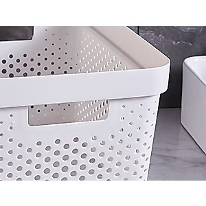 HANAMYA Lidded Storage Bin Organizer | Storage Organizing Container, 16 Liter, Set of 4, White