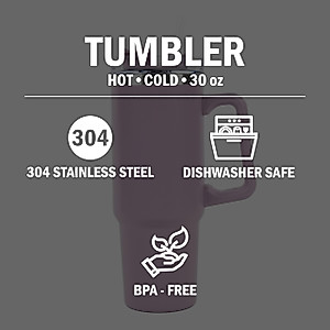 Envie 30 oz Tumbler Mug with Lid and Straw, Reusable Insulated Mug with Handle, Stainless Steel Tumbler for Iced & Hot Beverages, Lavender