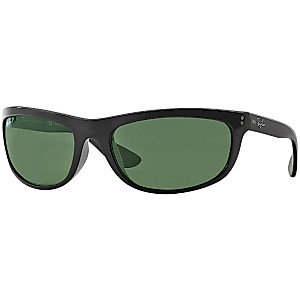 Ray-Ban BALORAMA RB4089-601/58 POLARIZED Sunglasses Black w/Green Lens 62mm