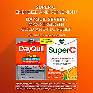 Vicks DayQuil & Super C Convenience Pack: DayQuil Severe Medicine for Cold & Flu Relief, Conveniently Packaged with Super C Energize and Replenish* Daily Supplement with Vitamin C, B Vitamins, 52ct