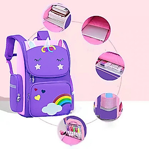 HT HONOR . TRUST Girls Backpack for Preschool Toddler ,15inch Kids Backpacks for Girls Purple Bookbags Kindergarten Children's School bag