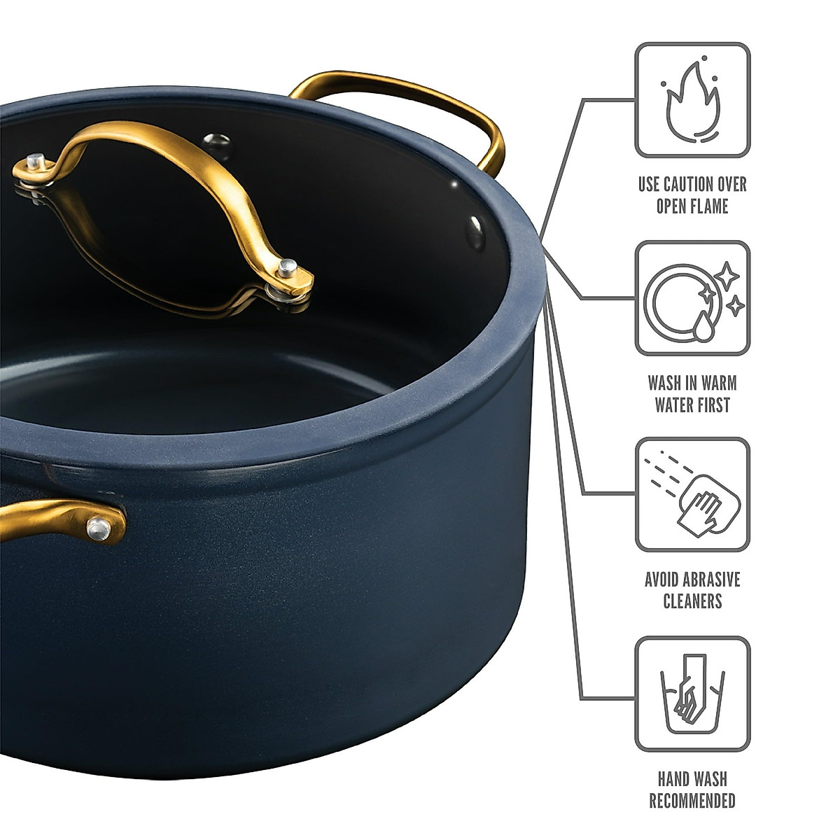 Thyme & Table Non-Stick 12-Piece Signature Cookware Set - Blue