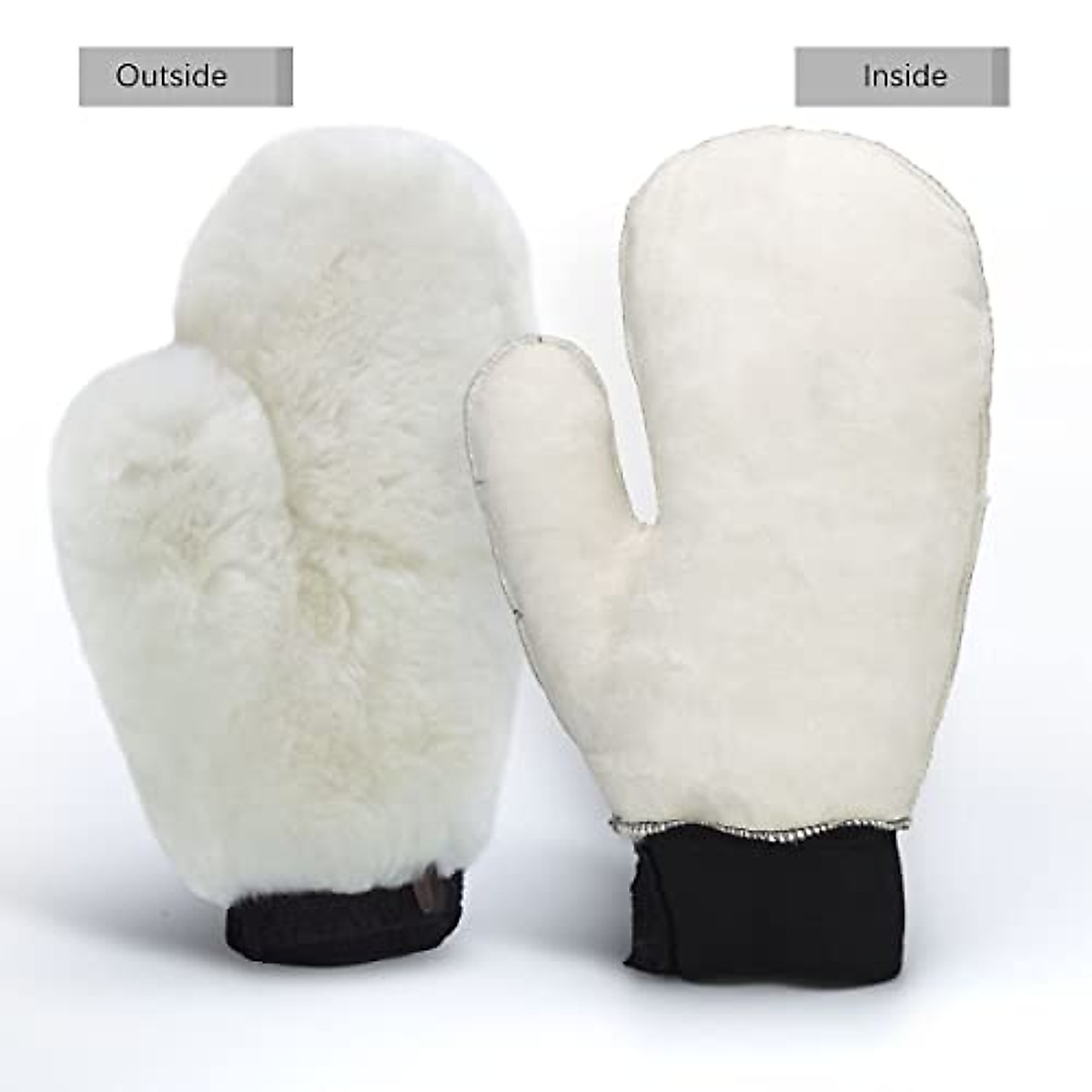 Gracefur Car Wash Mitt Real Sheepskin Wash Mitt Ultra-Soft Extra Large Size Scratch-Free Wash Mitt (Fingers, White)