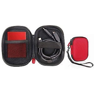 Alltravel case for External Solid State Drive Samsung T7, T7 Touch, T5, T3 Portable 250GB 500GB 1TB 2TB SSD USB 3.0 External Solid State Drives, Strong Compact Light Weight case, Mesh Pocket (Red)