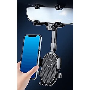 DUCTIAIARY 【2 Generation Upgrade】 Phone Mount for Car丨Adjustable Rearview Cell Mount丨360°Rotatable and Retractable Car Phone Holder, Universal Mirror Phone Holder for All Mobile Phones - More Stable