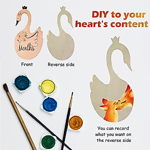 Quaocens 7 PCS Baby Closet Dividers, Swan-Shaped and Flower Pattern Wooden Baby Clothes Dividers for Closet, Marked Newborn To 24 Months Of Different Ages, Can Be Used To Organize The Baby Closet.