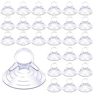 30 Pcs Suction Cups with Ring Clear Key Ring Suction Hook Christmas Suction Cups Sucker for Window Kitchen Wall Glass Hook Hanger for Christmas Home Decoration (Clear Ring Style, 1.8 Inch)
