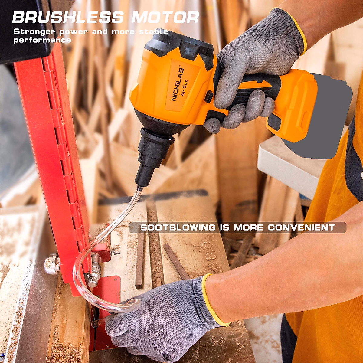 Nichilas Cordless Dust Blower Compatible with DEWALT 20V Battery, Vacuum 2 in 1 Leaf Cleaning Brushless Motor Variable Speed Cleaner (Tool Only, No Battery)