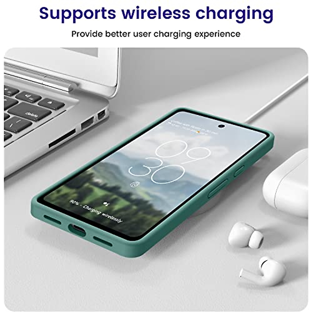 OTOFLY Designed for Pixel 7 Case, Silicone Shockproof Slim Thin Phone Case for Google Pixel 7 6.3 inch (Pine Green)