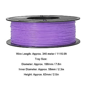 3D Printer Roll Filament, Smokeless Plastic Shell 1kg Spool 1.75mm PLA Print Filament High Accuracy for Industrial Devices(Purple)