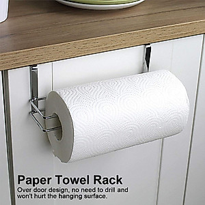 Stainless Steel Kitchen Over Door Roll Paper Holder Paper Towel Rack Hanger