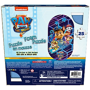 PAW Patrol: The Movie, 25-Piece Jigsaw Oval Foam Squishy Puzzle Chase Skye Marshall Rubble, for Kids Ages 4 and up