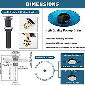 KLINCAIR Bathroom Vessel Bowl Sink Faucet Matte Black, 11 Inch Tall Waterfall Spout Single Handle & Single Hole Deck Mount Lavatory Vanity Mixer Tap with Pop up Sink Drain with Strainer Hair Catcher