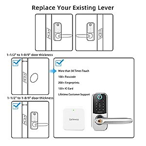 Smart Lock, SMONET Deadbolt Lock with Keypad, Keyless Entry Biometric Fingerprint Front Door Locks, Bluetooth Electronic Digital Lock with Reversible Handle, App Control, IC Card for Home, Apartment