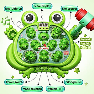 HopeRock Toys for 2 3 4 5 Year Old Boy,Toddler Toys Age 2-4, Whack A Frog Game,with 5 Modes,45 Levels,9 Music Spray and Light-up, Baby Toy Gifts for Early Learning, Birthday Gift for Toddler Boy Toys
