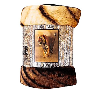 Northwest Savanna Tiger Oversized Raschel Throw Blanket, 60" x 80"