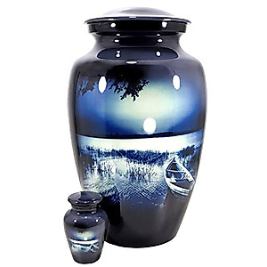 THE ASCENT MEMORIAL Urns for Human Ashes Adult Male Female | Handcrafted Large Handcrafted Funeral Cremation Urns | Complimentary Mini Keepsake Token | Velvet Carry Bags for Keepsake and Urn