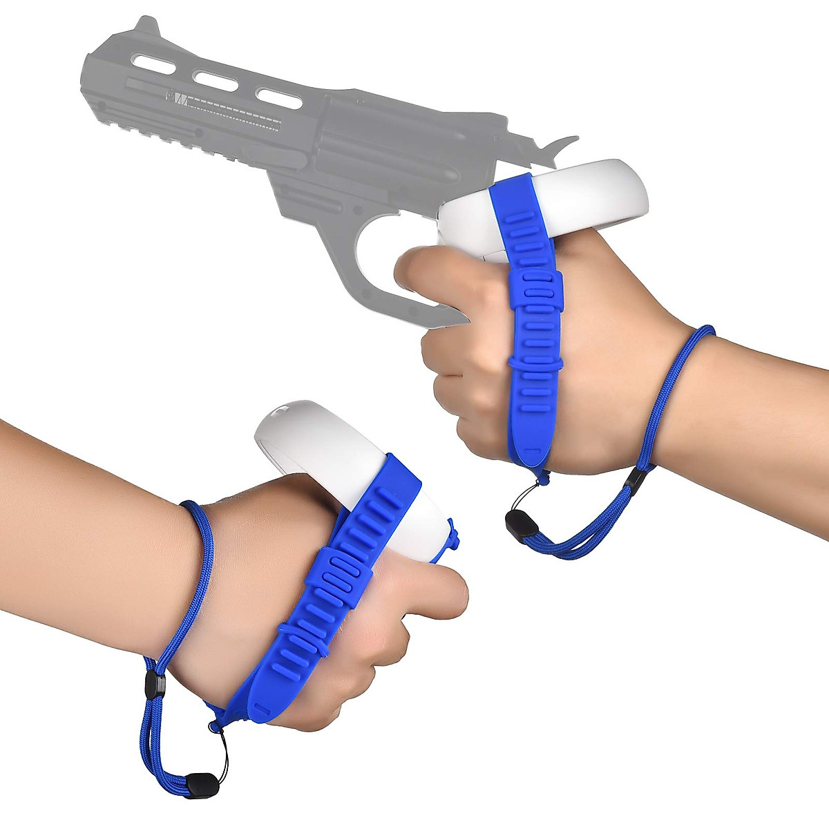 XIAOGE VR Face Cover and Touch Controller Grip Wrist Straps for Oculus Quest 2, Sweatproof Silicone Face Cushion & Adjustable Wrist Knuckle for Oculus Quest 2 VR Headset (Blue)