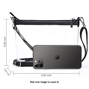 GM LIKKIE Clear Cross Body Bag, Clear Zipper Purses for Women, Stadium Approved Women Shoulder Handbag (Black)