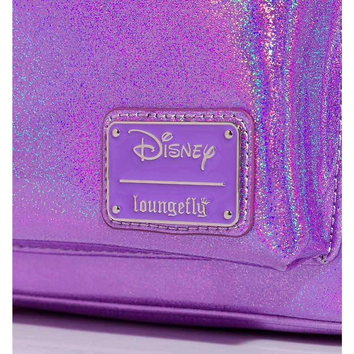 Loungefly Disney Minnie Mouse Glitter Sparkle Womens Double Strap Shoulder Bag Purse (Purple)