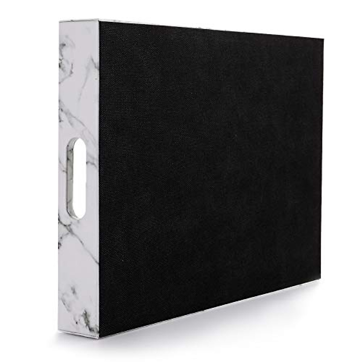 Fasmov Serving Tray, 17 x 12 inches White Marble Faux Leather Decorative Decorative Tray with Handles for Bathroom, Kitchen, Ottoman and Coffee Table