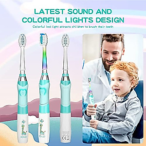SEAGO Kids Electric Toothbrushes, Battery Powered Children Toothbrush with 2 Mins Timer and LED Light, Soft Kids Tooth Brush Sonic Toothbrush for Boys Girls Ages 4+ (Green)