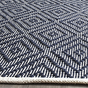 SAFAVIEH Montauk Collection Area Rug - 8' x 10', Navy & Ivory, Handmade Trellis Cotton, Ideal for High Traffic Areas in Living Room, Bedroom (MTK811C)