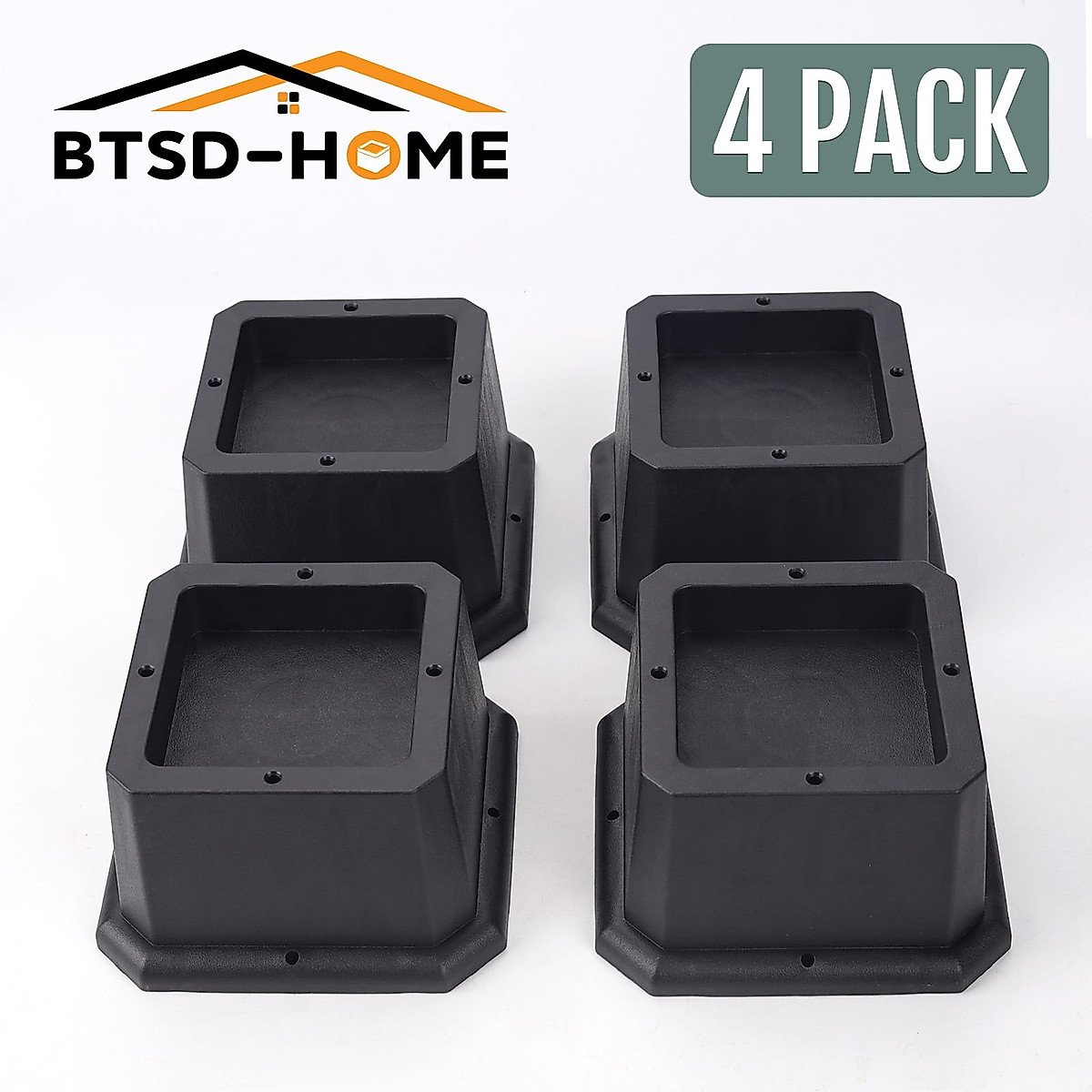 BTSD-home Furniture Risers 2 Inch Bed Risers Heavy Duty Adjustable Dorm Bed Lifts Risers Table Desk Chair Leg Extenders 4 Pack Black