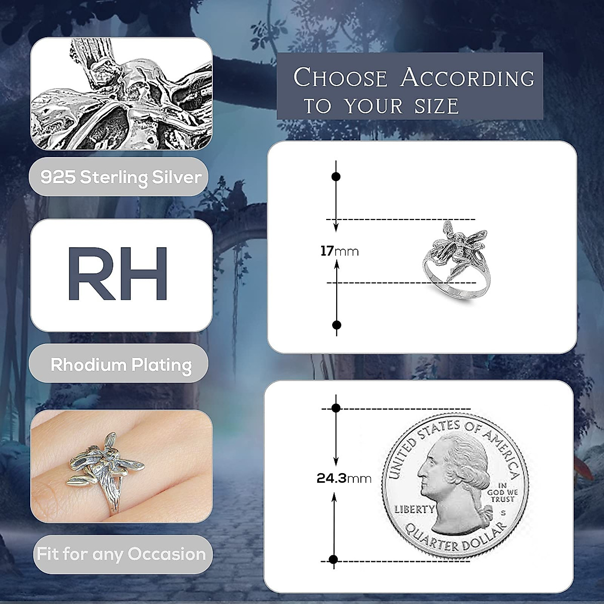 CloseoutWarehouse Sterling Silver Fairy Goddess Ring Size 7