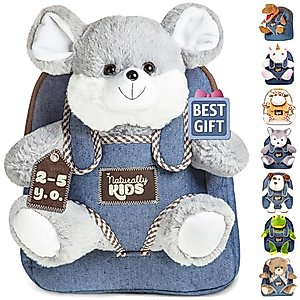 Naturally KIDS Toddler Mouse Rat Stuffed Animal Girls Boys Kids - Toys for 3 4 5 6 7 Year Old Girls Boy - 3-6 Year Old Girl Birthday Gift - Toddler Toys Boys Age 3 yr - Preschool - Plush Mouse Rat