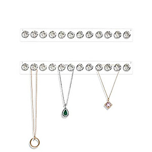 Mymazn 2 Pack Necklace Hangers Acrylic Necklaces Holder Wall Mounted Jewelry Organizer Hanging with 12 Diamond Shape Hooks, Jewelry Hangers for Necklace, Gift for Girls Women