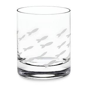 The Wine Savant Fish Old Fashion Drinking Glasses, Fish Glasses For White and Red Wine, Water or Whiskey, Each Glass Is Individually Sand Etched - Fish Wine Glasses