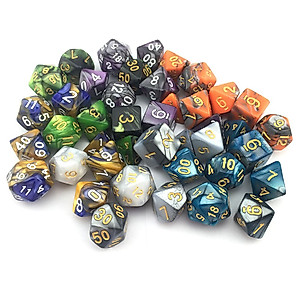 SmartDealsPro Double-Colors Polyhedral Dice Sets with Pouches for D&D DND RPG MTG Dungeon and Dragons Table Board Roll Playing Games D4 D6 D8 D10 D% D12 D20 (6-Color Sets)