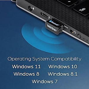 TRENDnet Micro Bluetooth 5.0 USB Adapter, Supports Basic Rate(BR), Bluetooth Low Energy(BLE), Enhanced Data Rate(EDR), 100m (328ft.) Range, Supports Windows OS, Black, TBW-110UB (Pack of 1)