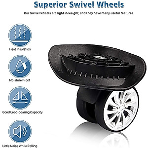 1Pair Luggage Suitcase Replacement Wheels,Swivel Durable Double Row Large Wheel Quiet Suitcase Wheels