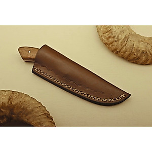 Custom Handmade Full Tang Damascus Steel Hunting Camping Skinner Knife - Wood Handle | Sheath | EDC