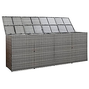 Quadruple Wheelie Bin Shed,Garbage Bin Shed,Outdoor Garden Patio Storage Shed,for Garbage Cans,Bin Shed for Patio Backyard Garden Anthracite 120.1"x30.7"x47.2" Poly Rattan