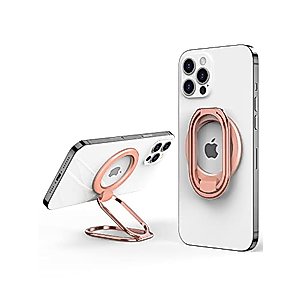 【2023 Upgraded】 Mag Safe Phone Ring Holder, SUPERONE Adjustable Magnetic Kickstand & Removable Phone Grip Compatible with Wireless Charging Only for iPhone 14 & 13 & 12 Series - Rose