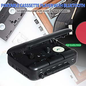 Portable Cassette Player Recorder with Bluetooth Transmitter, Walkman Cassette Tape Player with Headphone Jack, Build-in Speaker, Microphone Jack, Powered by AC Adapter or AA Battery- Black